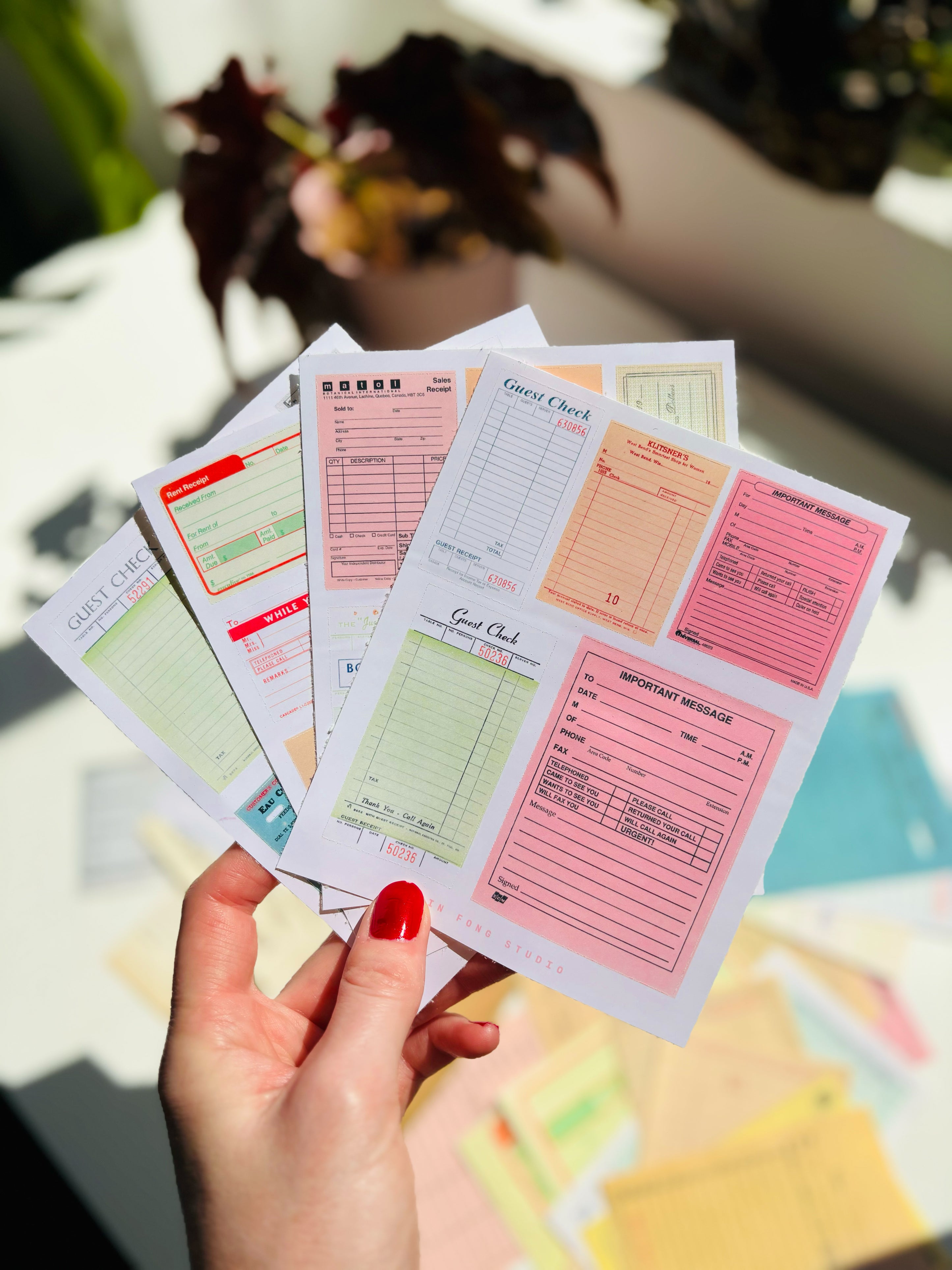 Matte Vintage Receipt Sticker Sheets | Pack of 4 – Erin Fong Studio