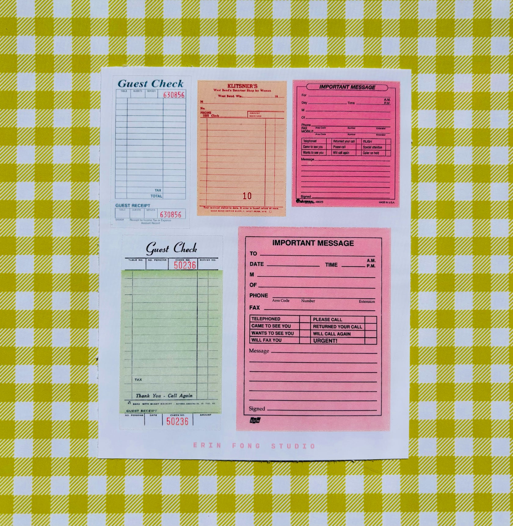 Matte Vintage Receipt Sticker Sheets | Pack of 4 – Erin Fong Studio