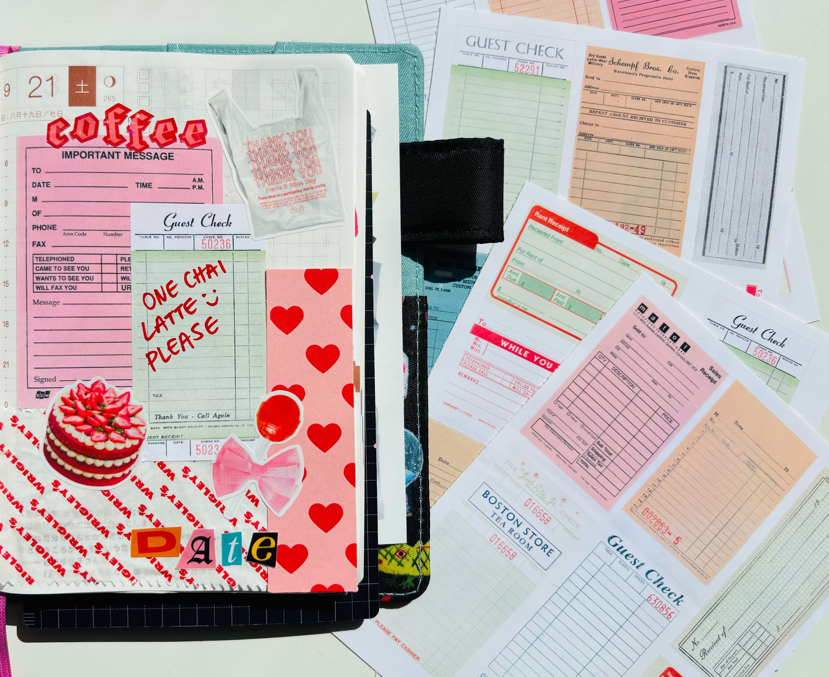 Matte Vintage Receipt Sticker Sheets | Pack of 4 – Erin Fong Studio